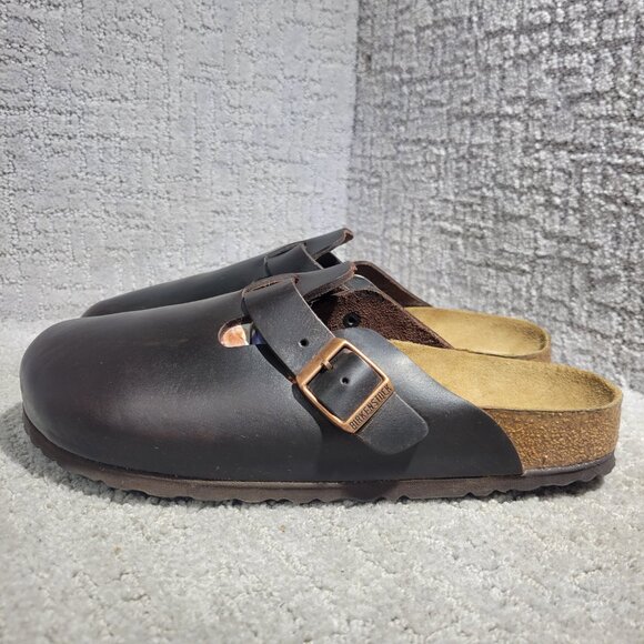 Birkenstock | Shoes | Birkenstock Boston Size Eu 4 L9 M7 Narrow Dark Brown Soft Footbed Leather ...